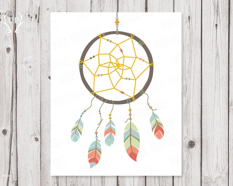 Printable Nursery Quote Wall Art Tribal Series Dream Catcher Arrows ...