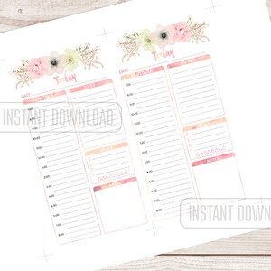 PERSONAL Size Daily Planner, Printable Pages, Watercolor Florals ...