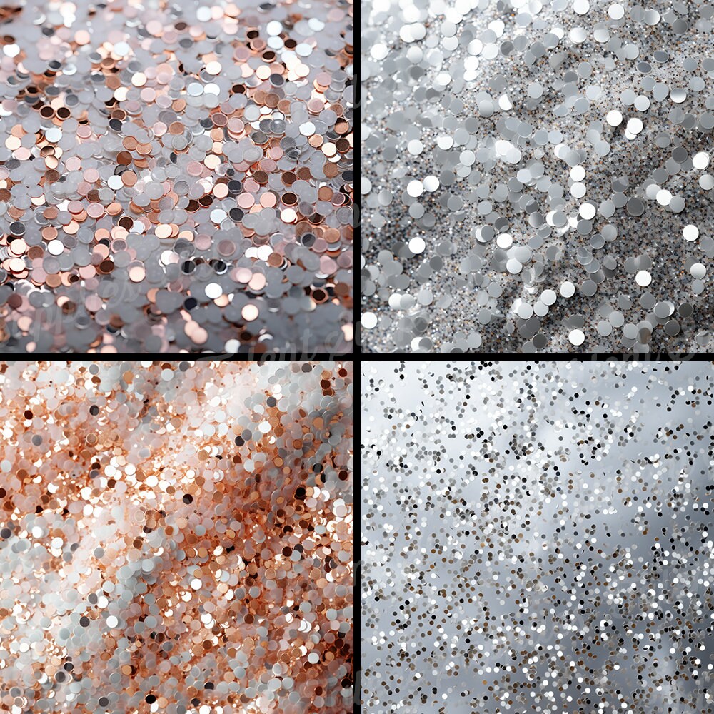 Glitter Sparkling Background, Square Confetti Blurred Rose Gold Silver ...