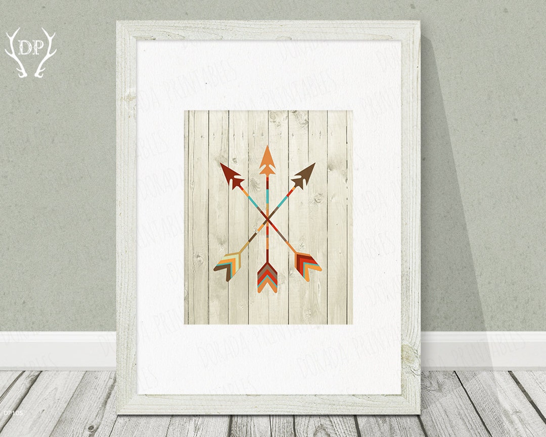 Arrow Print | Printable Wall Art Tribal Series | Three Colorful Crossed ...