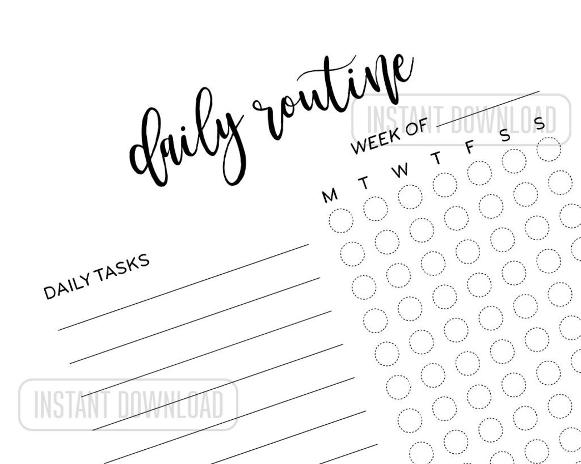 A5 Size Daily Routine Planner Insert Printable Pages, Week per Page ...