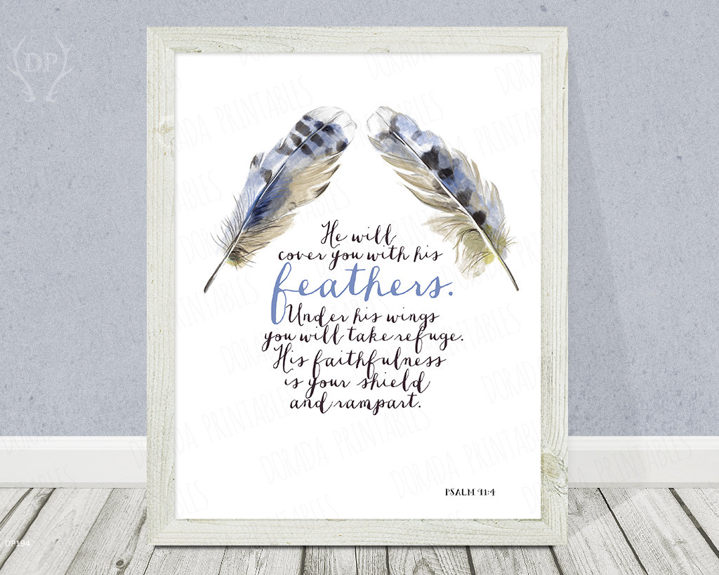 Bible Verse Printable Art, Scripture Print Art, Watercolor Feathers ...