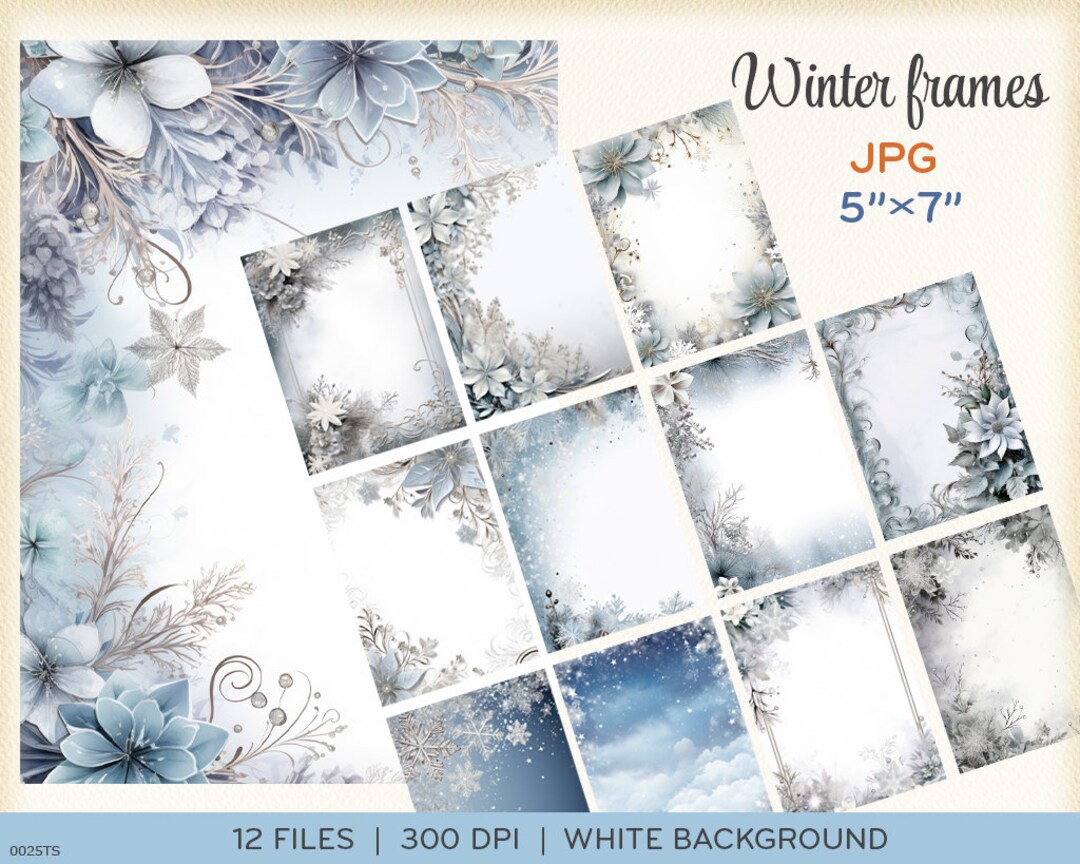 Winter Frames, Jpgs, Christmas Invitation Borders, Snowflakes, Silver ...
