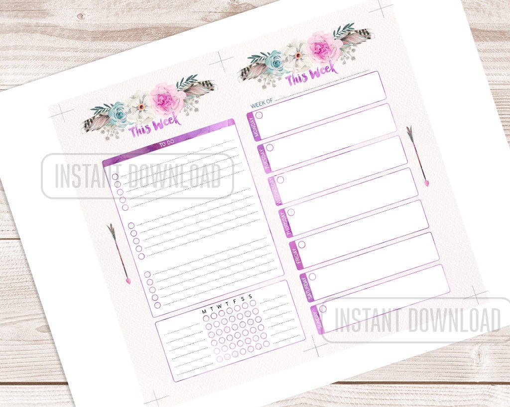 PERSONAL Size Weekly Planner, Printable One Week per 2 Pages, to Do ...