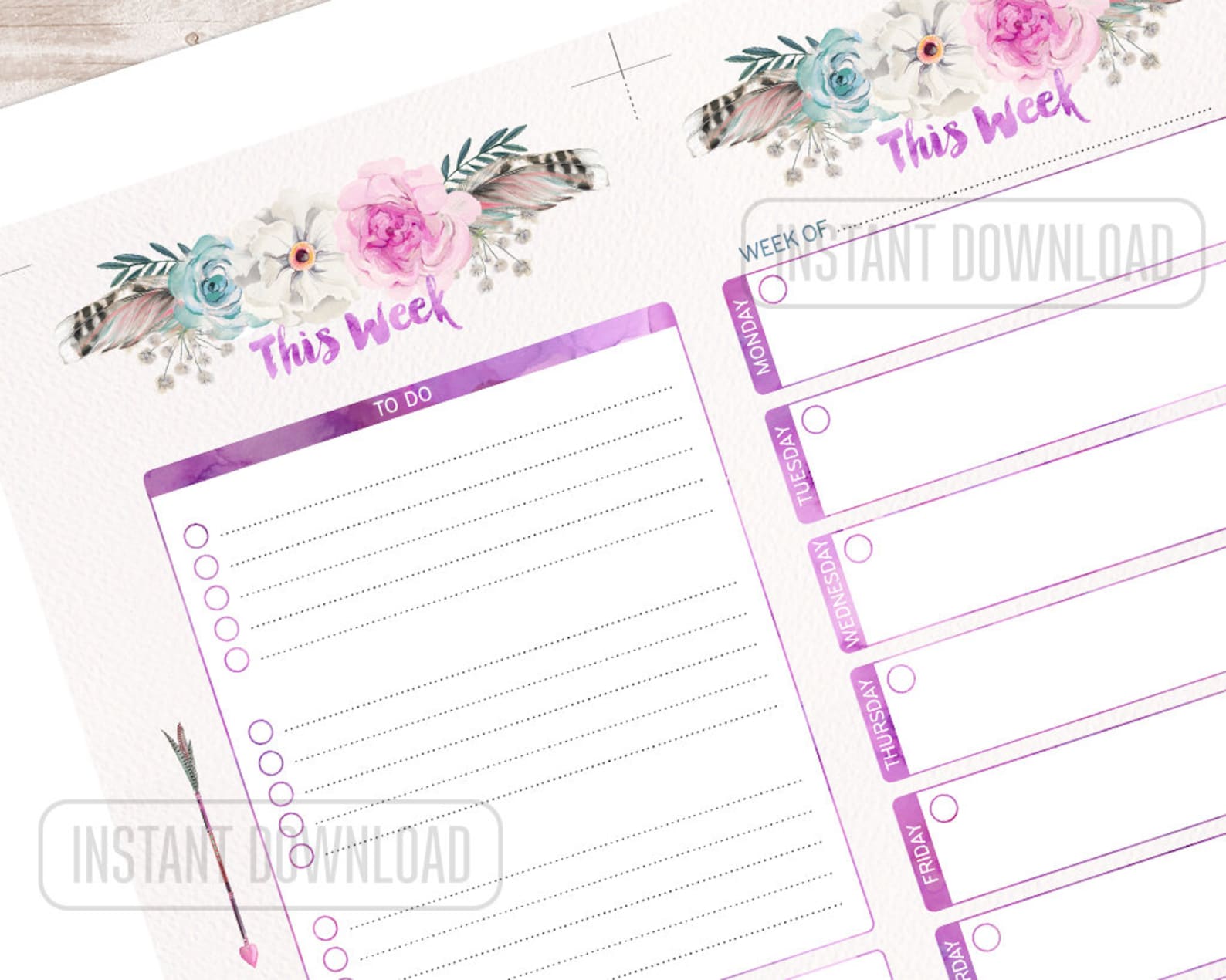 PERSONAL Size Weekly Planner, Printable One Week per 2 Pages, to Do ...