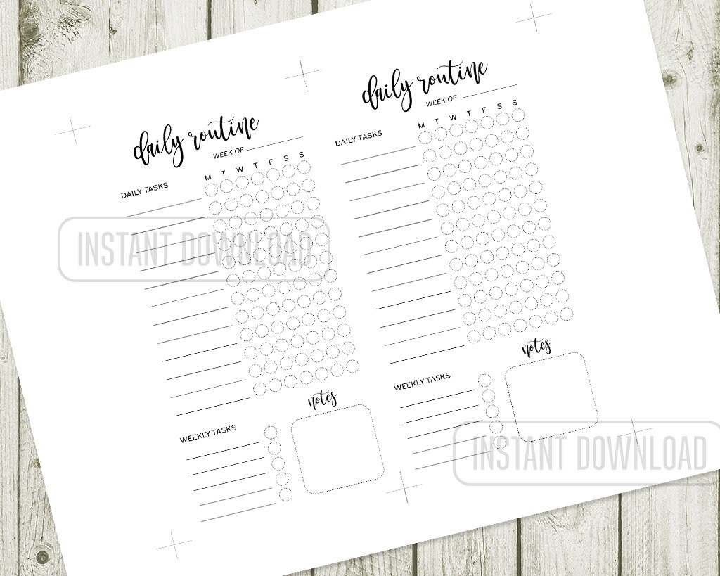 PERSONAL Size Daily Routine Planner Insert, Daily Weekly Task Habit ...