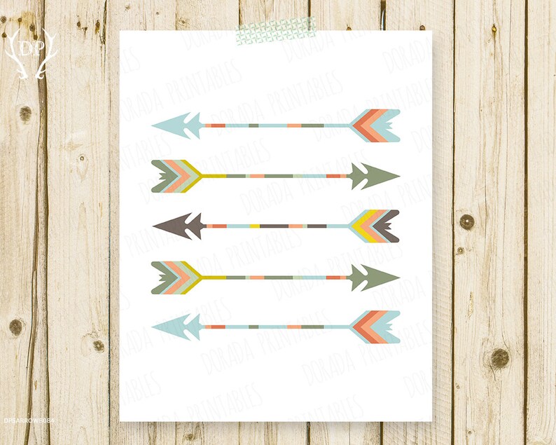 Five Tribal Arrows, Printable, Nursery Wall Art, Tribe Graphics, Kids ...