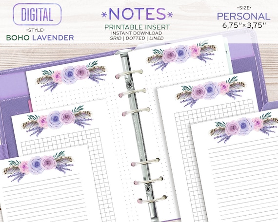 PERSONAL size planner Notes printable pages dotted grid | Etsy