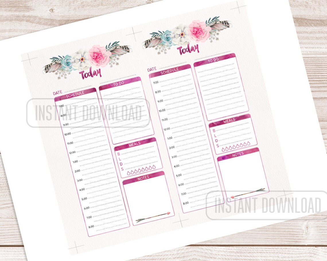 PERSONAL Size Daily Planner, Printable Pages, Inserts, Watercolor ...