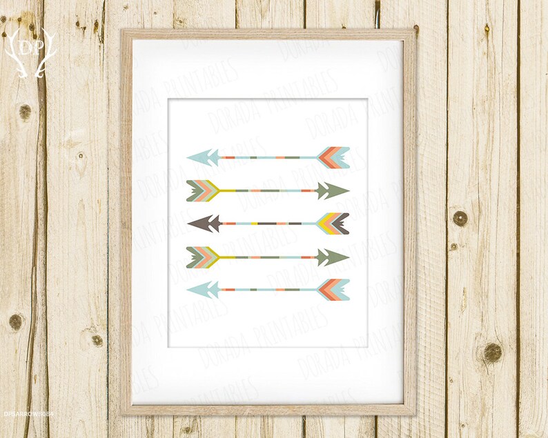 Five Tribal Arrows, Printable, Nursery Wall Art, Tribe Graphics, Kids ...