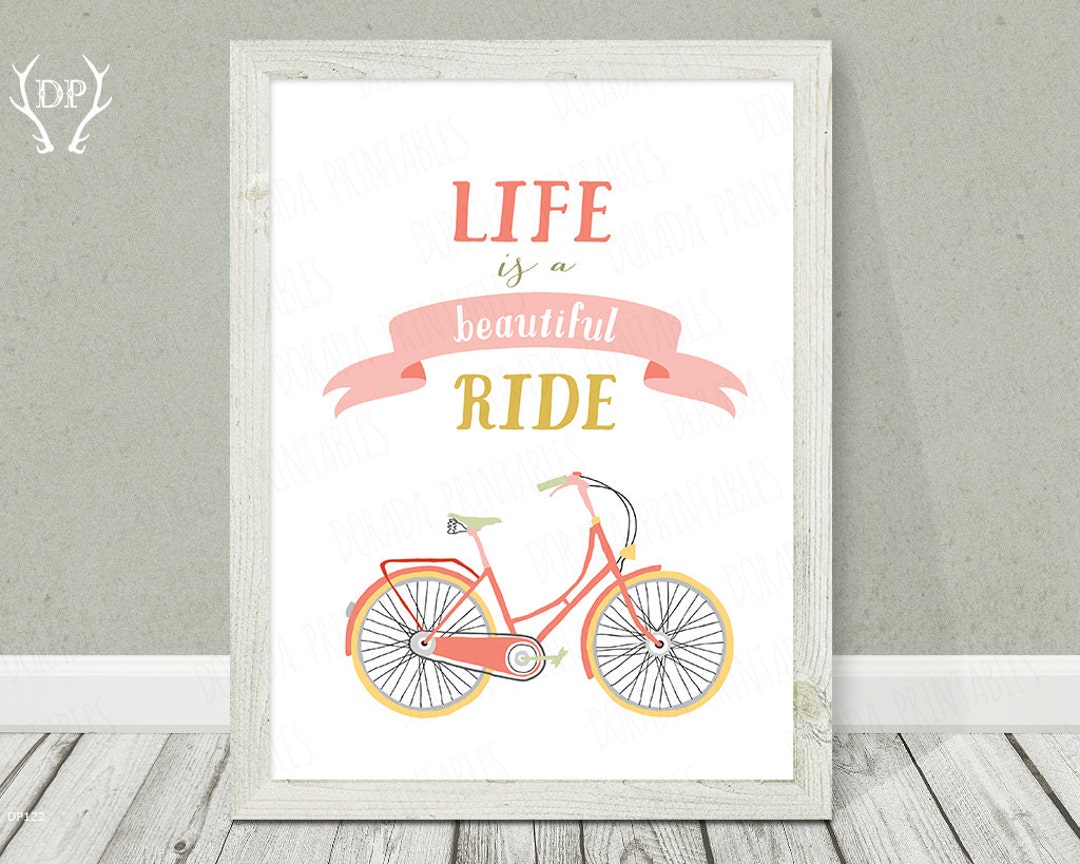 Bicycle Print Art | Nursery Wall Art | Life is a Beautiful Ride ...