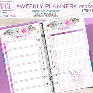 PERSONAL Size Weekly Planner, Printable One Week per 2 Pages, to Do ...
