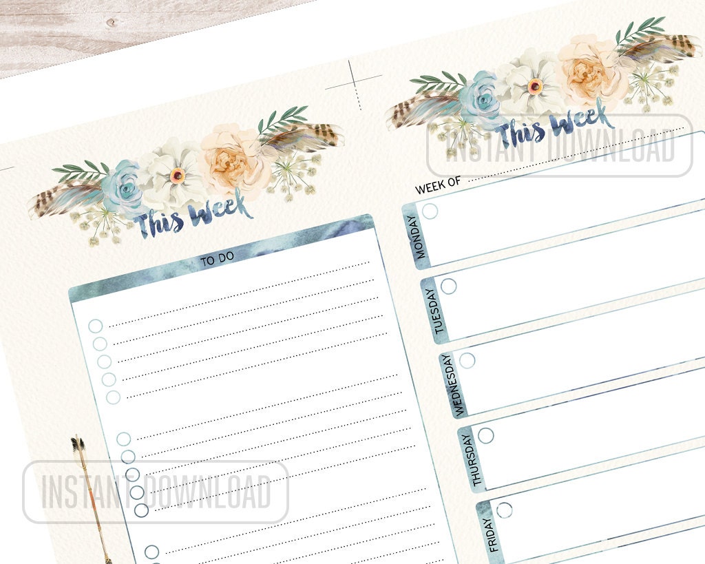 PERSONAL Size Weekly Planner, Printable Pages, a Week per 2 Pages, to ...