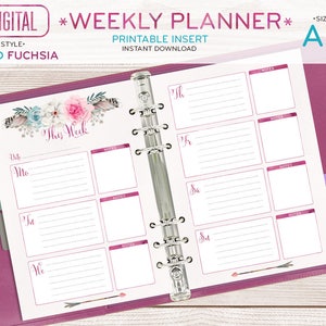A5 Weekly Planner, Printable Pages, Insert, Watercolor Florals Bohemian ...