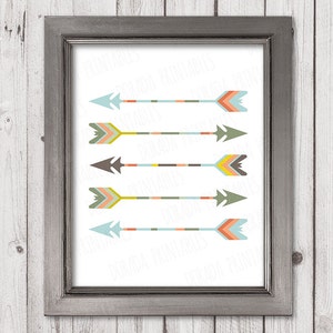 Five Tribal Arrows, Printable, Nursery Wall Art, Tribe Graphics, Kids ...