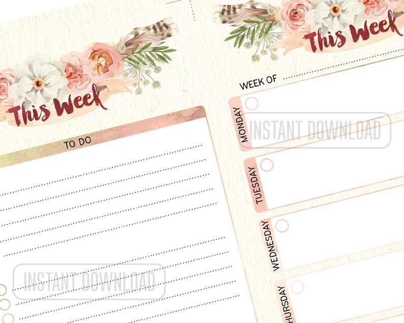 PERSONAL Size Weekly Planner, Printable Pages, a Week per 2 Page, to Do ...