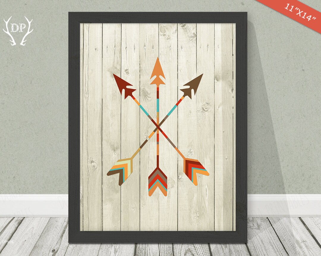Arrow Print | Printable Wall Art Tribal Series | Three Crossed Arrows ...