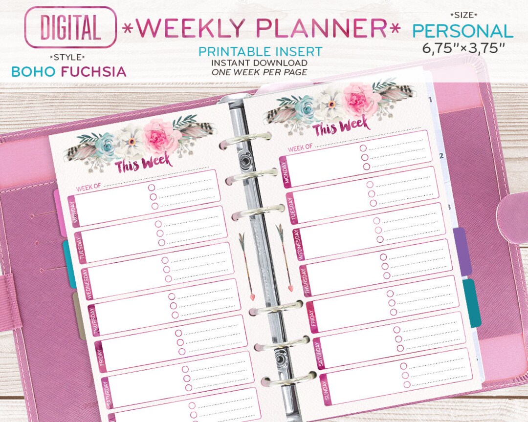 PERSONAL Size Weekly Planner, Printable Pages One Week per Page ...