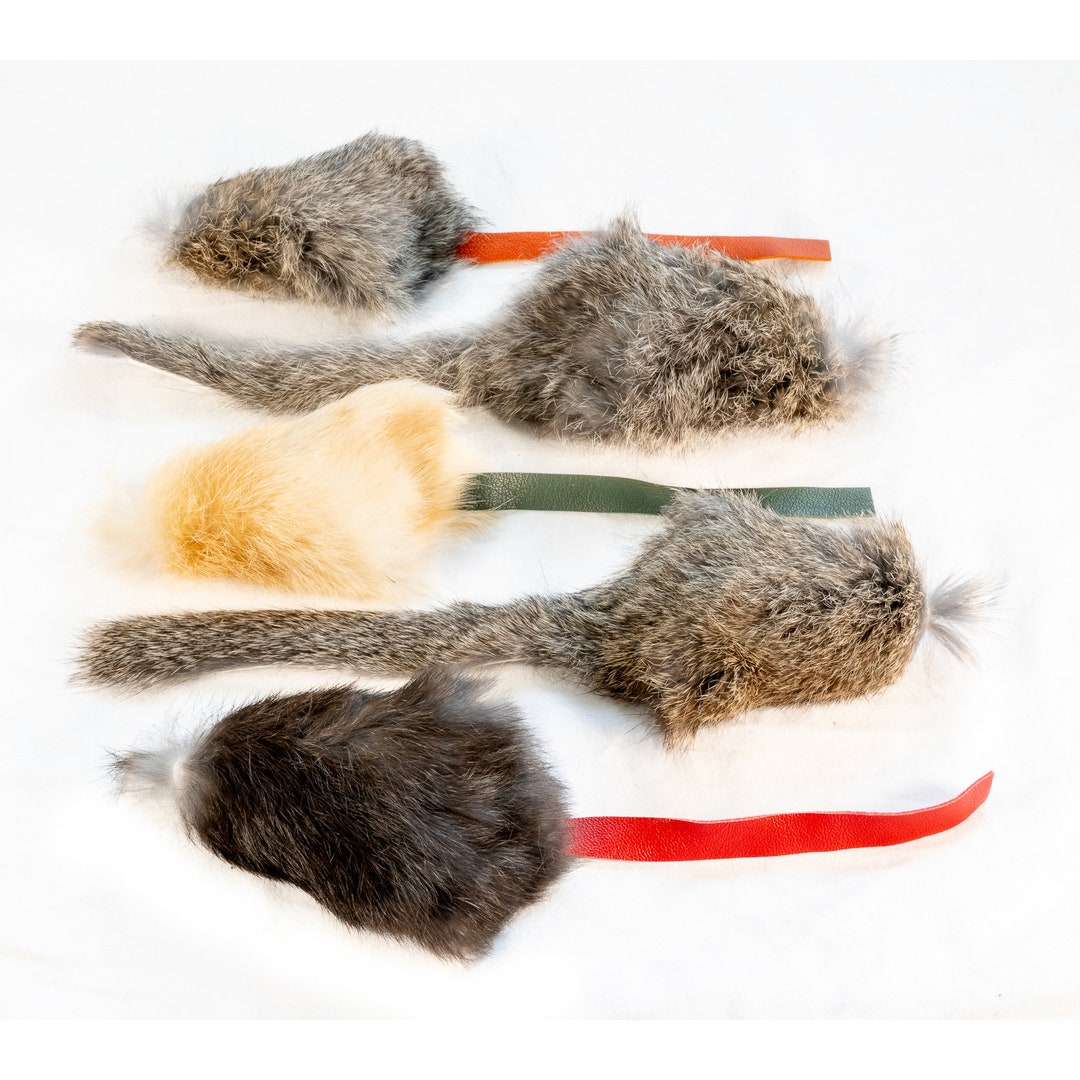 Rabbit Fur Mouse Shaped Dog Toy With Squeaker Suitable for Small Dogs ...