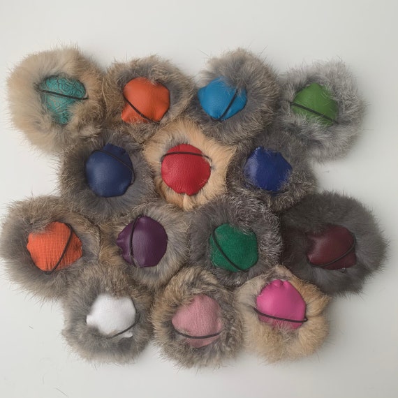 Rabbit Fur and Leather Circular Squeaky Dog Toy on a Finger - Etsy