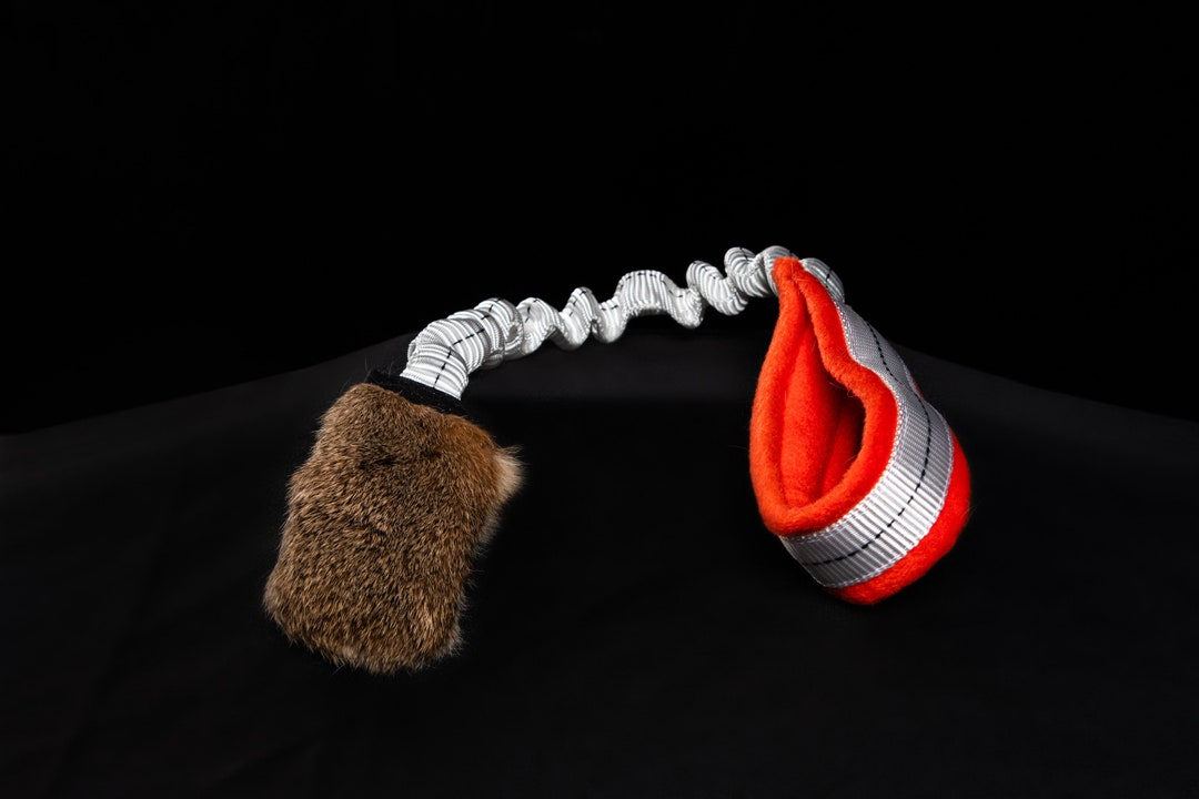 Rabbit Fur Bungee Handled Tuggie Small Dog Toy Small Dog Agility Low ...