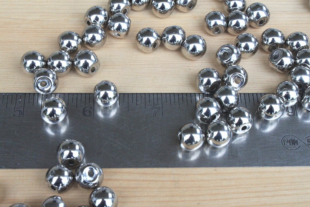 Set of 6 Silver 5/8 Inch Ball Shape Button and Shank Back Shiny ...