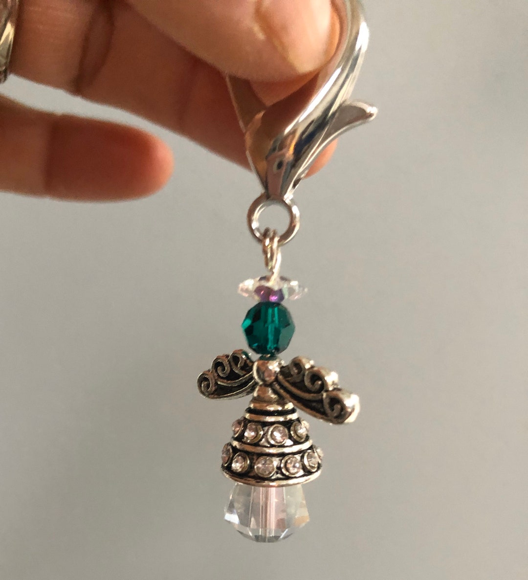 Guardian Angel Key Chain Birthstone Angel Key Chain Handmade Angel Key ...