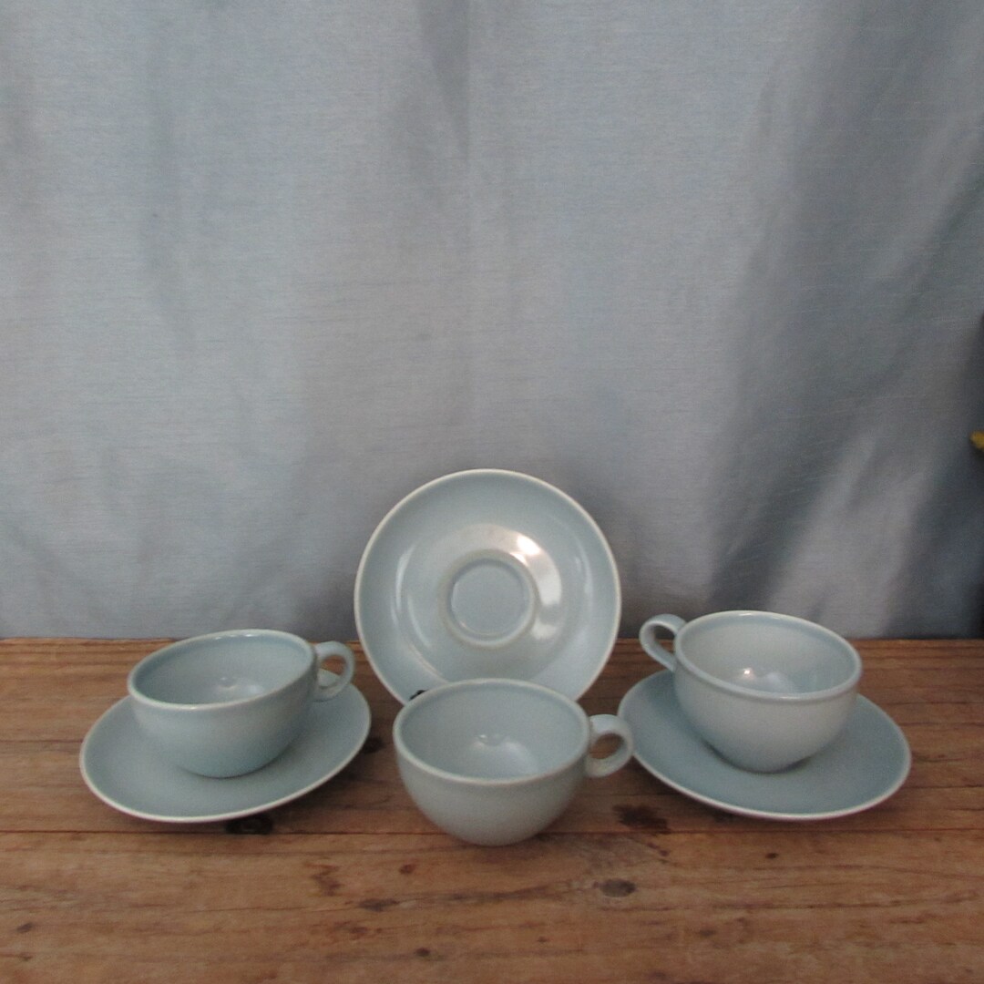 Russel Wright China, by Iroquois, Cup & Saucer, Blue, Three Sets, 1950 ...