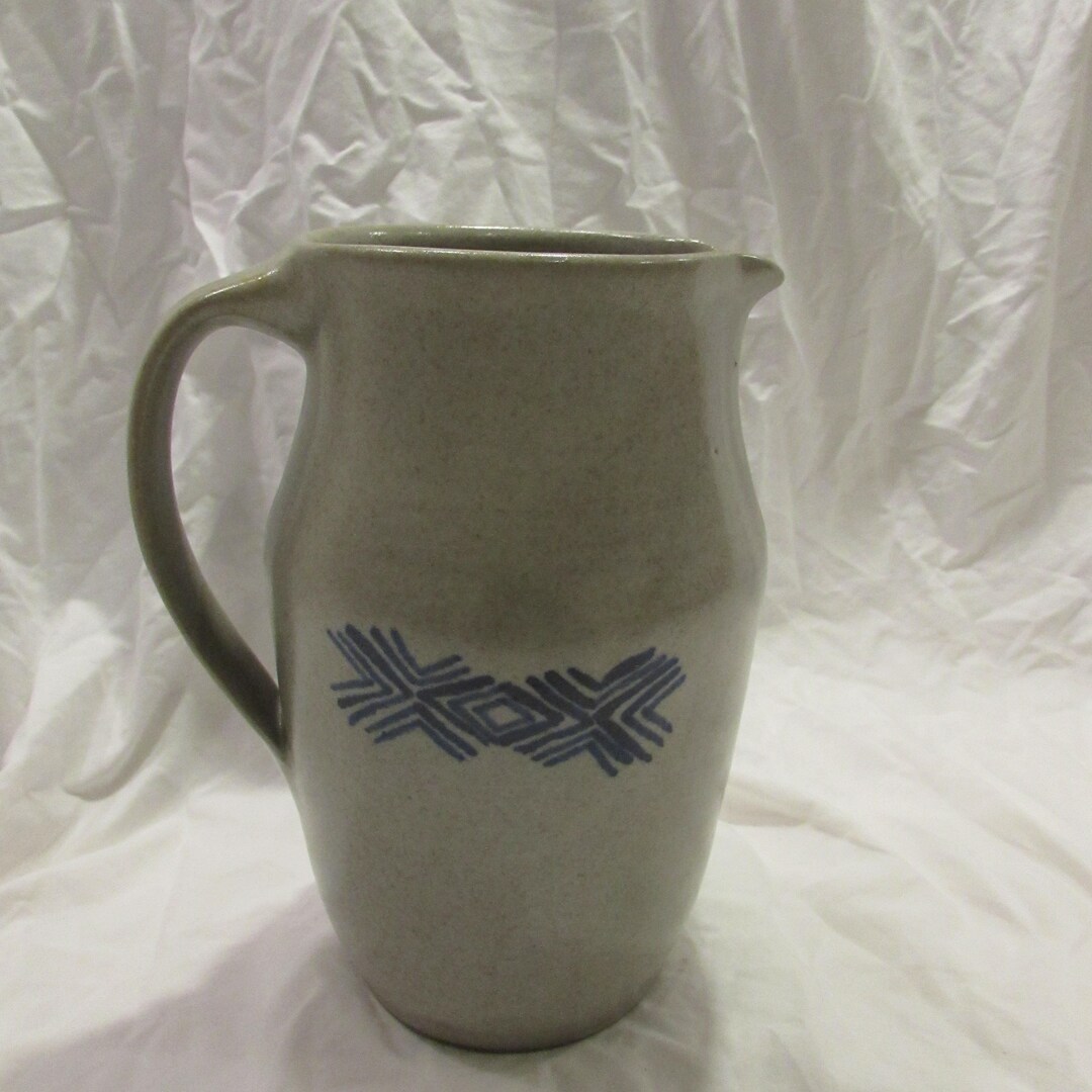 Stoneware Pitcher, Salt Glaze, Hand Made, Ceramic Art, Grey With Blue ...
