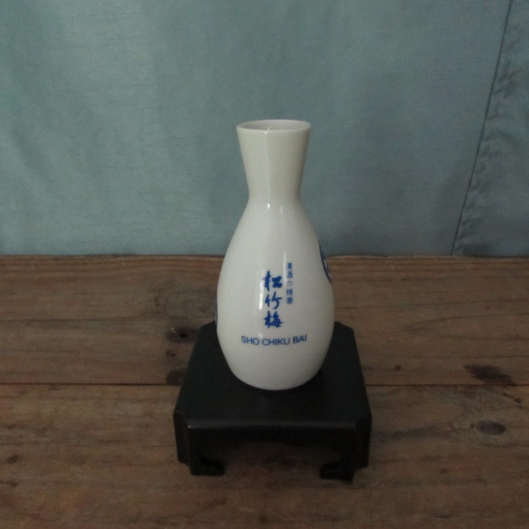 Sake Bottle, White With Blue, Sho Chiku Bai, Collectable Item - Etsy