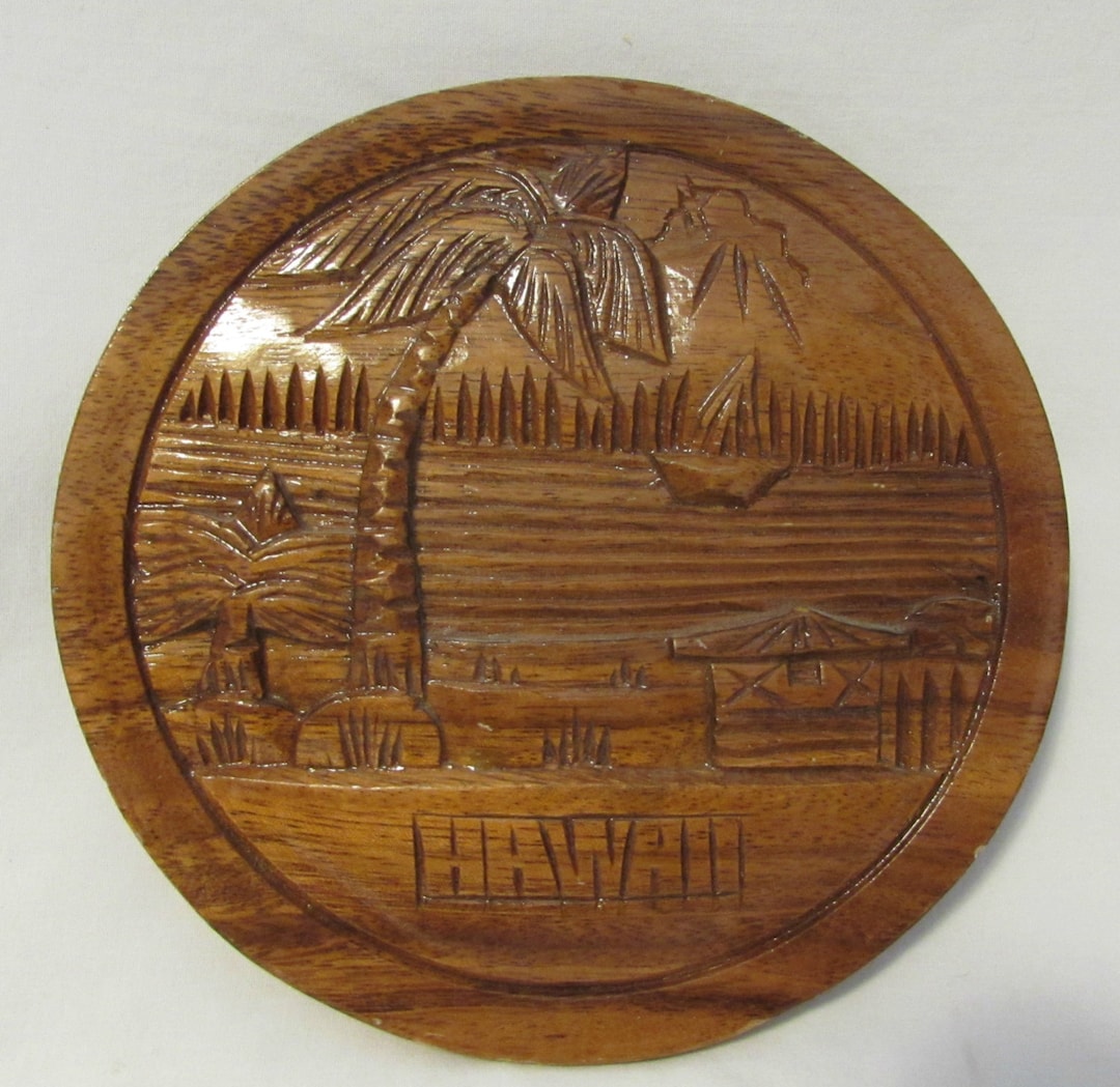Hawaii Souvenir, Carved Wood Plaque, Philippines, 1980's - Etsy
