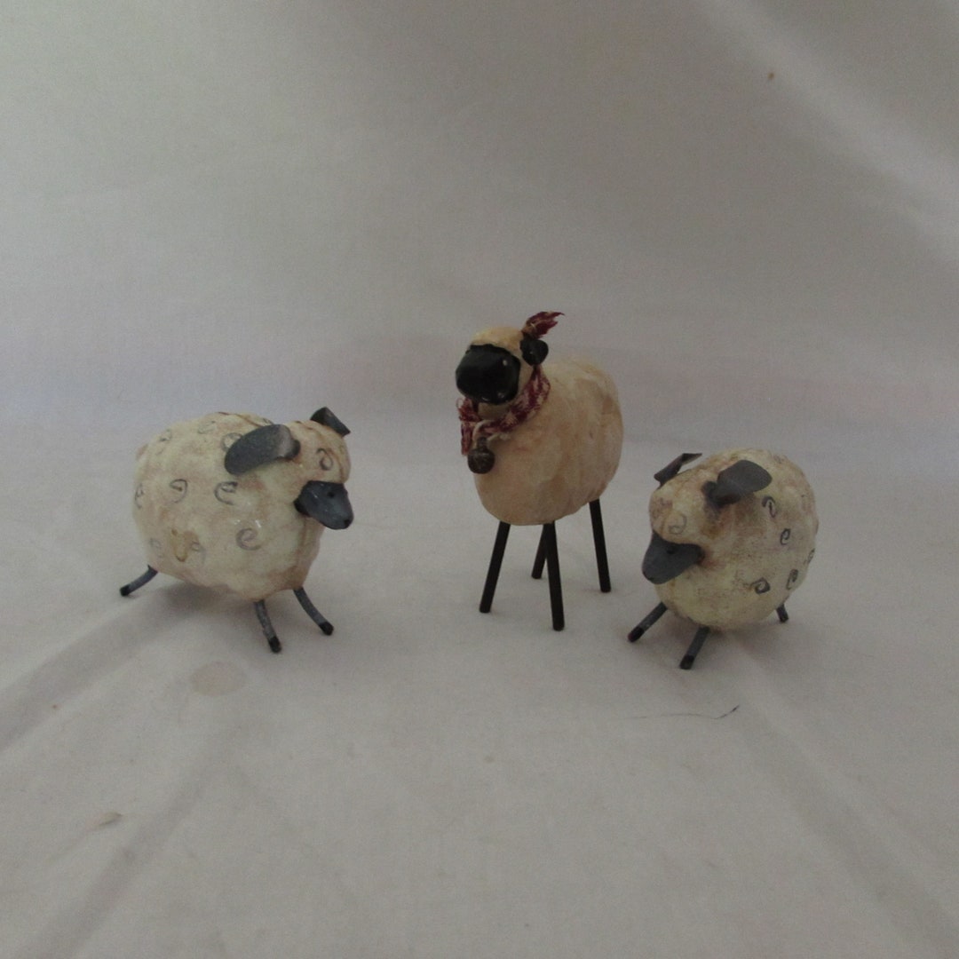 Three Little Sheep Figurines, - Etsy