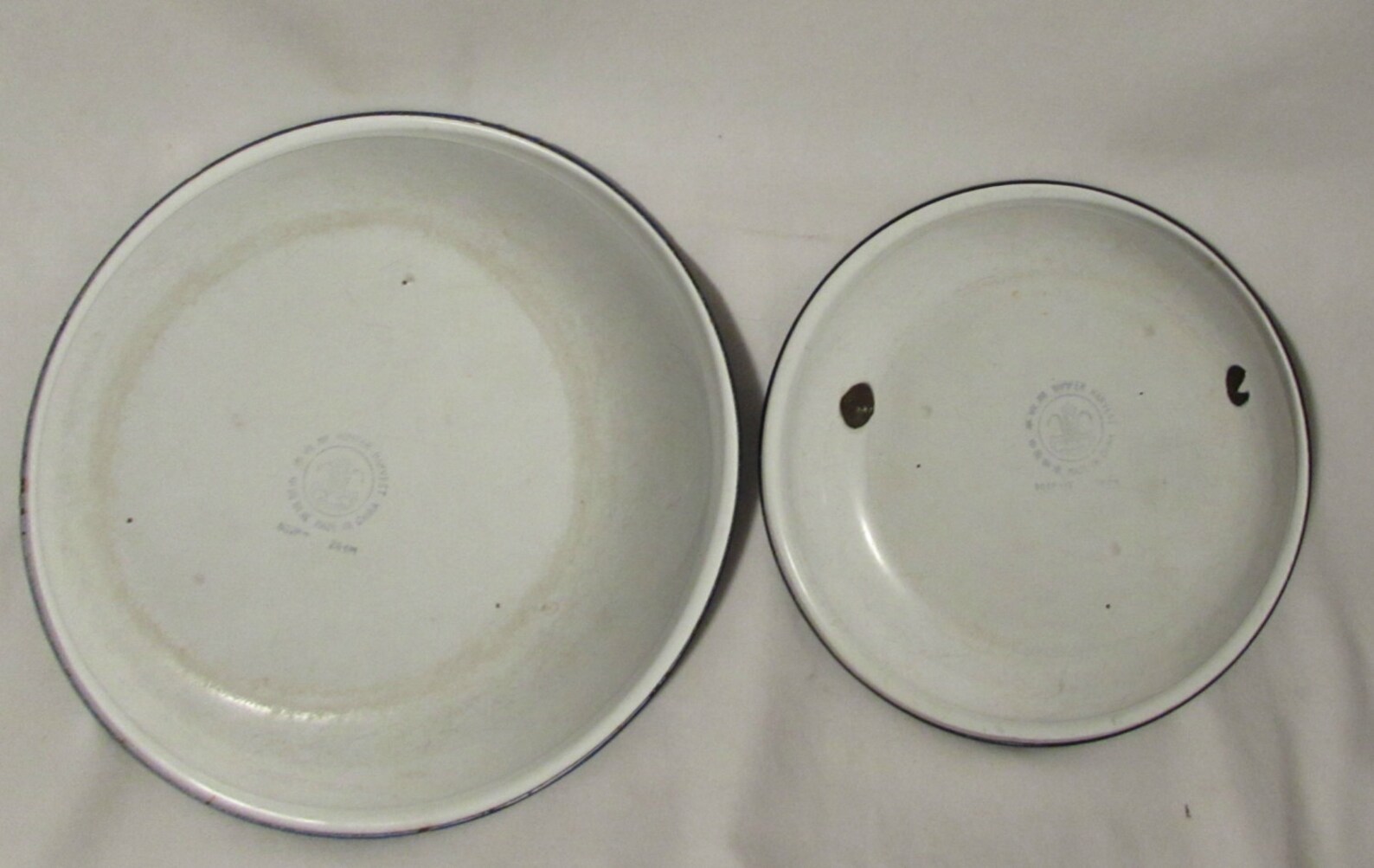 Enamelware Shallow Pans/Plates Hand Painted Set of Two | Etsy