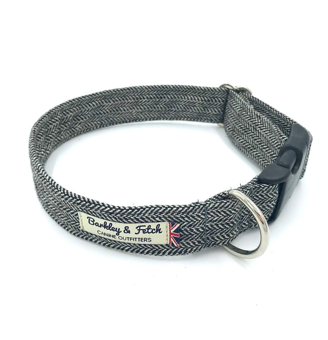 Grey Herringbone Dog Collar - Etsy UK