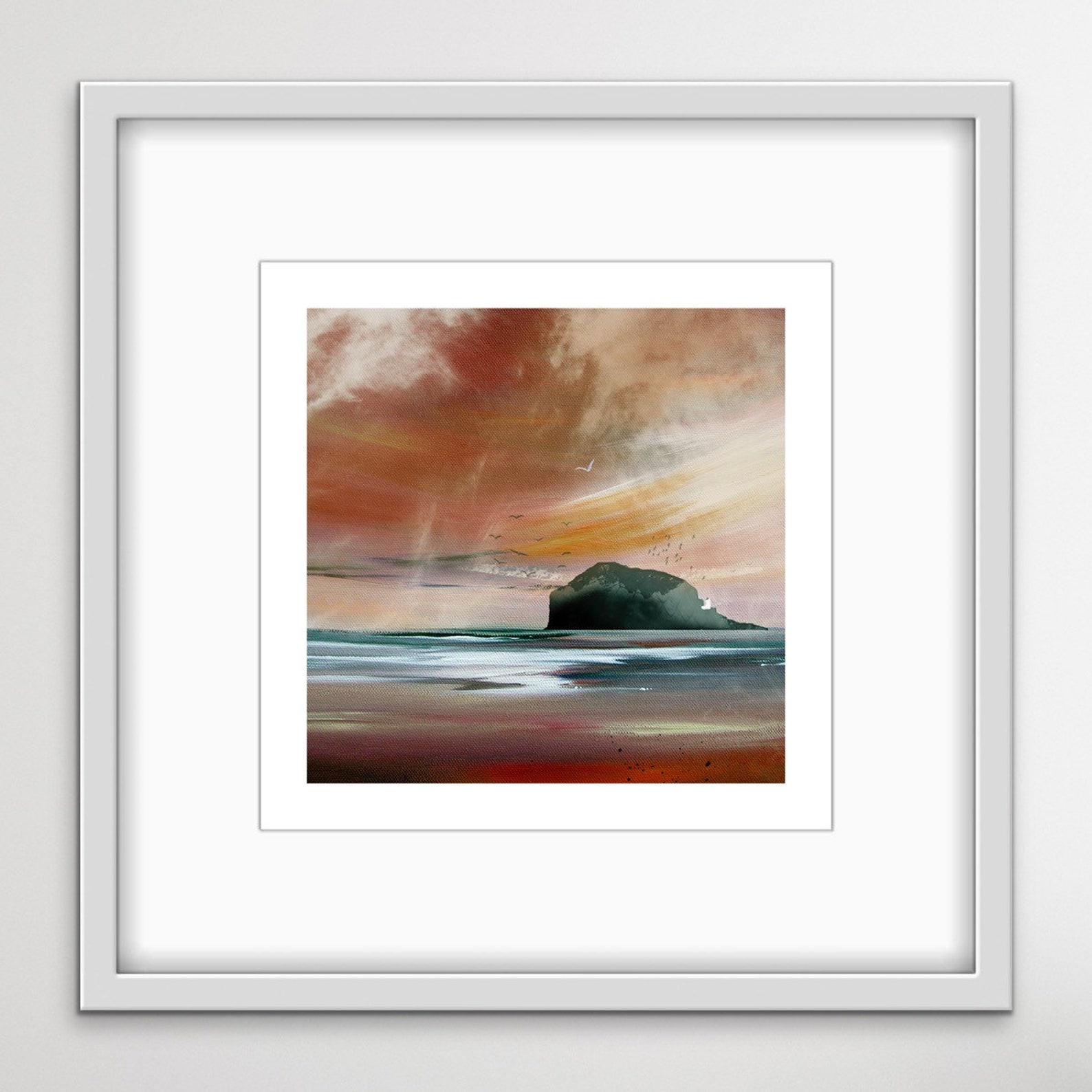 Bass in the Mist Bass Rock Print Bass Rock Painting North | Etsy UK