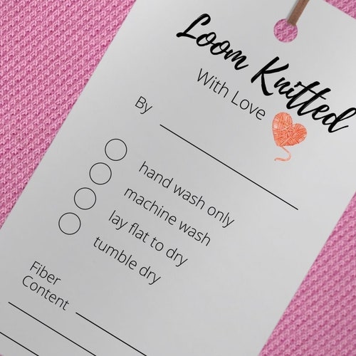 Loom Knitting Pattern Care Labels Printable Made With Love - Etsy
