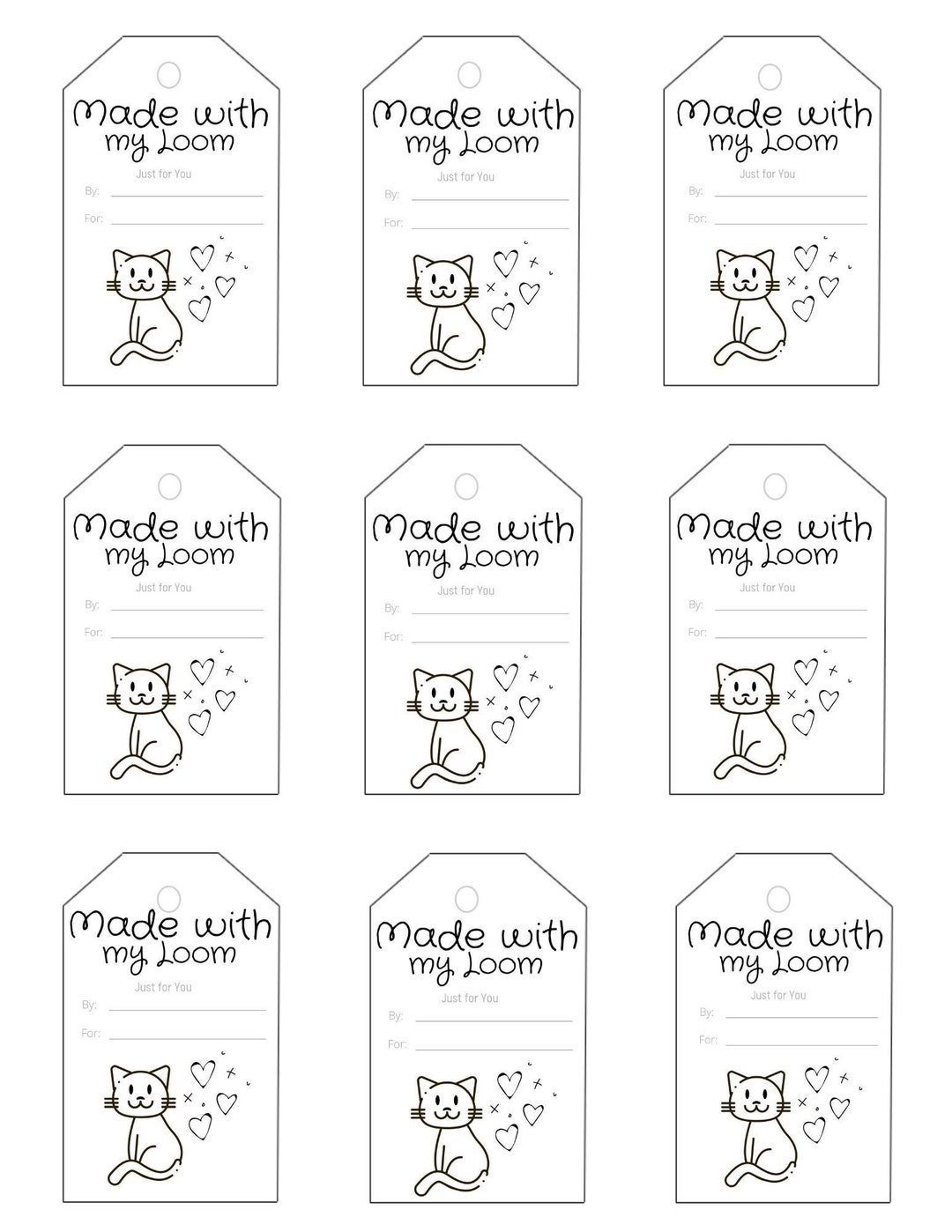 Kitty Cat Tags | Printable Made With Love Labels for Gifts or Favors ...