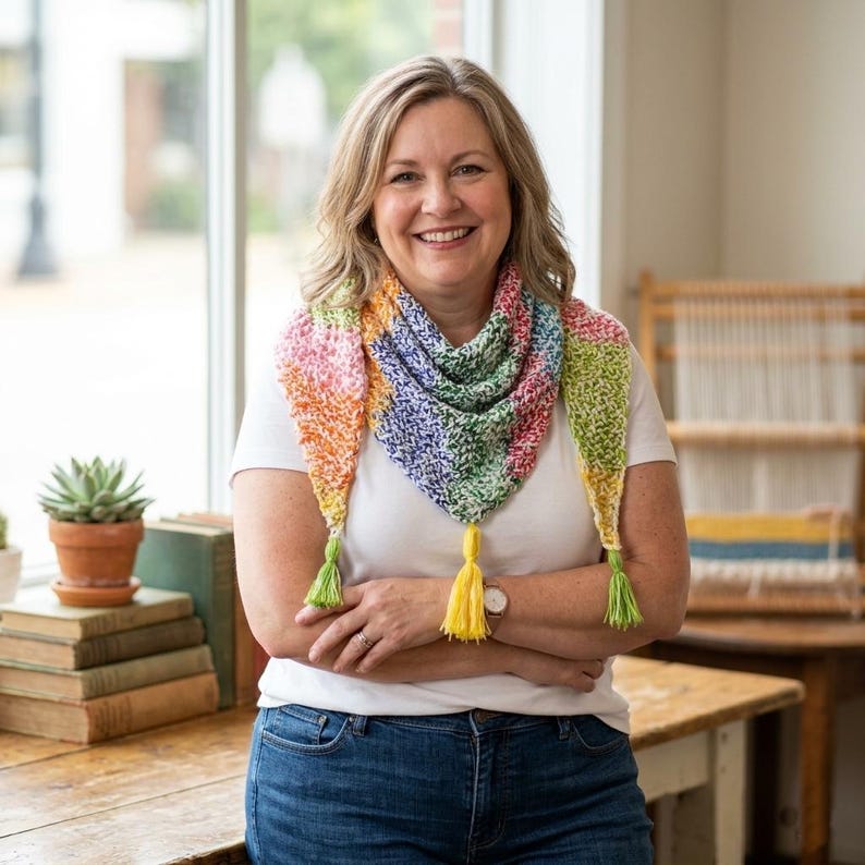 Loom Knit Pattern (with Video) Triangle Shawl Beginner EASY - Etsy