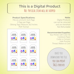 Loom Knit Project Tags | Printable Made With Love Labels for Gifts or ...