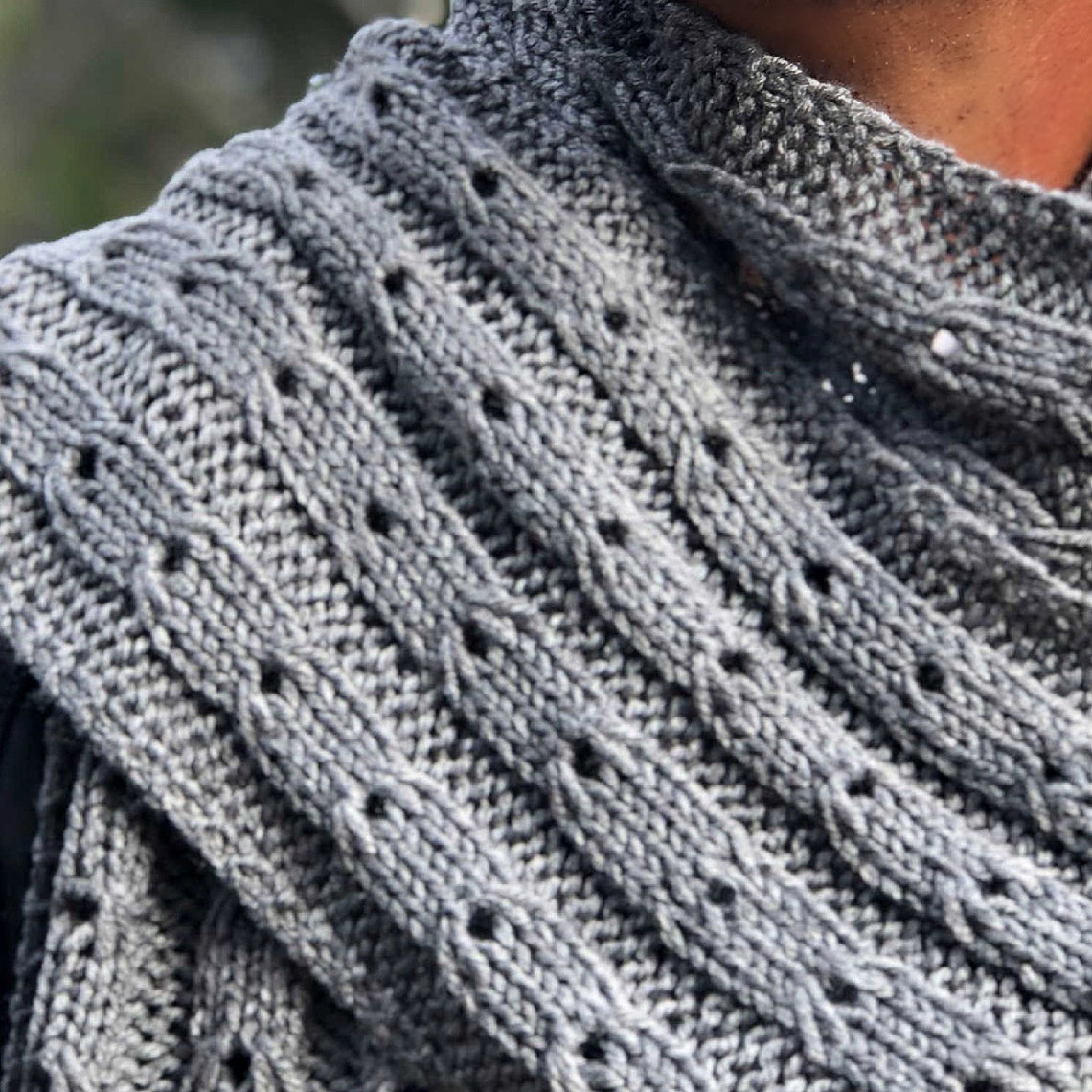 Knitting Looms PATTERNS Scarves | Eyelets in Cables Stitch Scarf Use Any Shape, Large Gauge Loom ...