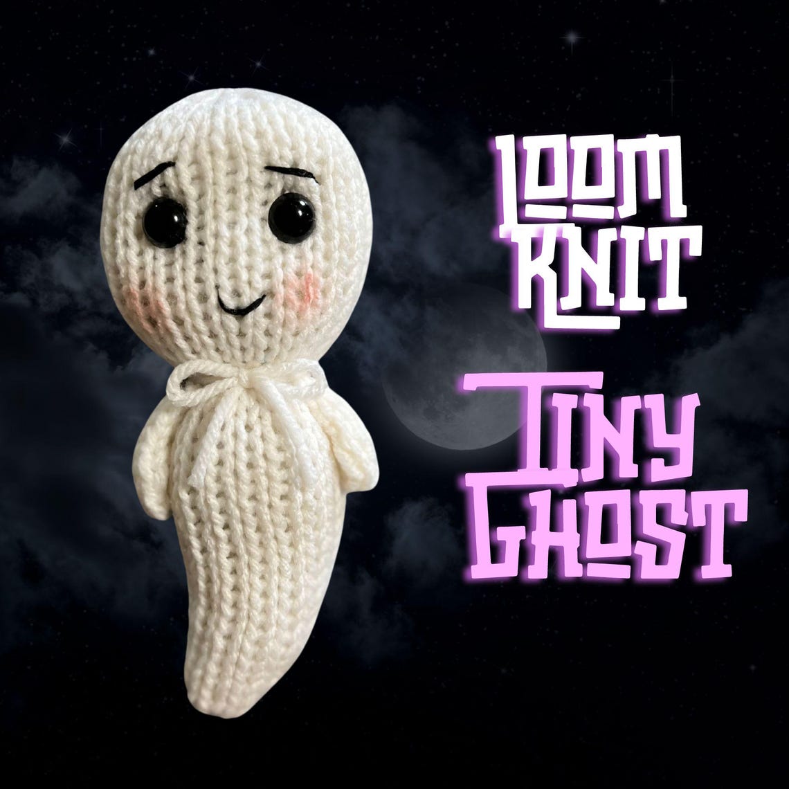 Loom Knitting Tiny Ghost Pattern for 24 Peg Round Loom With Video ...