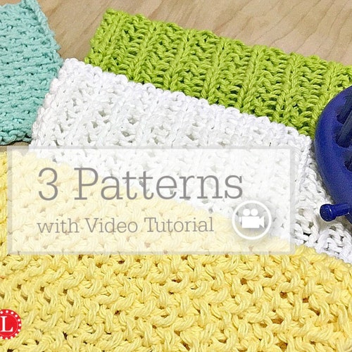 3 Loom Knitting Patterns Dishcloth / Wash Cloth / Bath Cloth / - Etsy