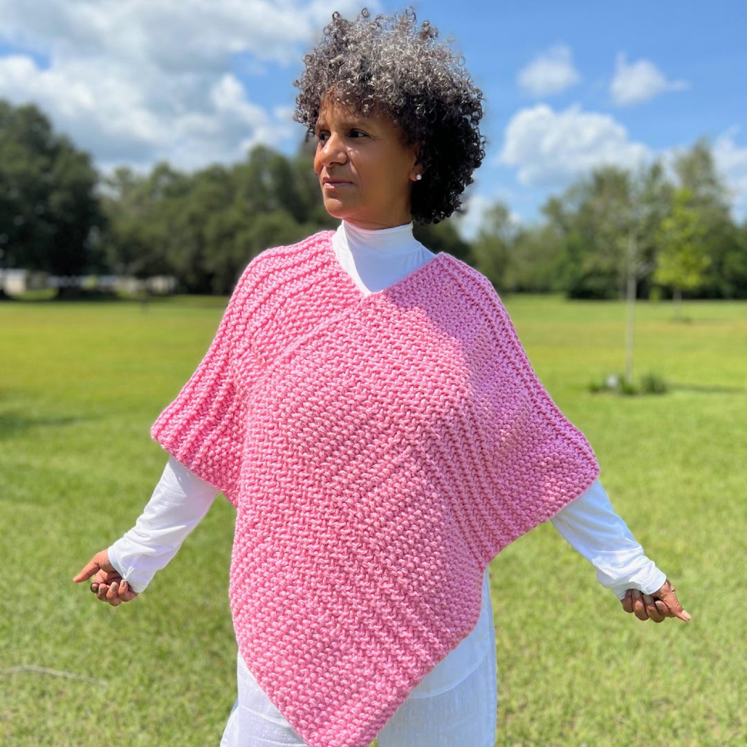 Loom Knit PATTERN With Video Tutorial Chunky Seed Stitch Poncho Pattern ...