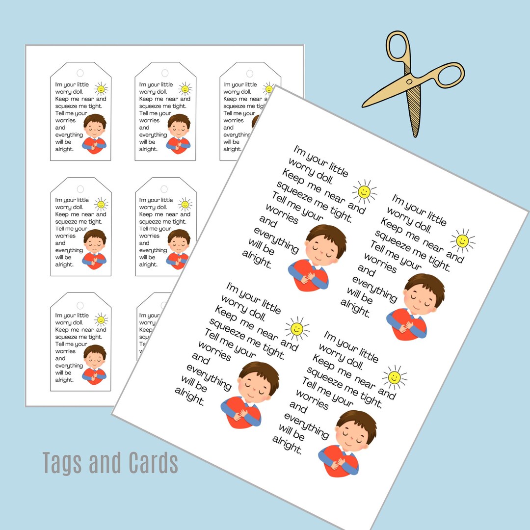Worry Doll Boys Poem Project Cards & Tags Only - No Pattern | 2 Sizes ...