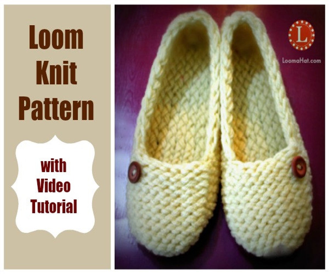 Loom Knitting Patterns Ladies Slippers With Video Tutorial by | Etsy