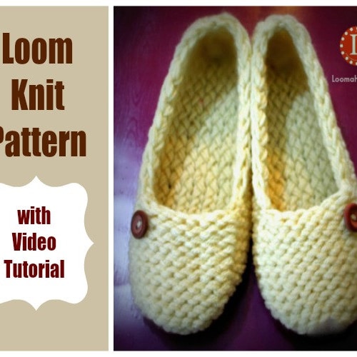 Loom Knitting Patterns Ladies Slippers With Video Tutorial by - Etsy