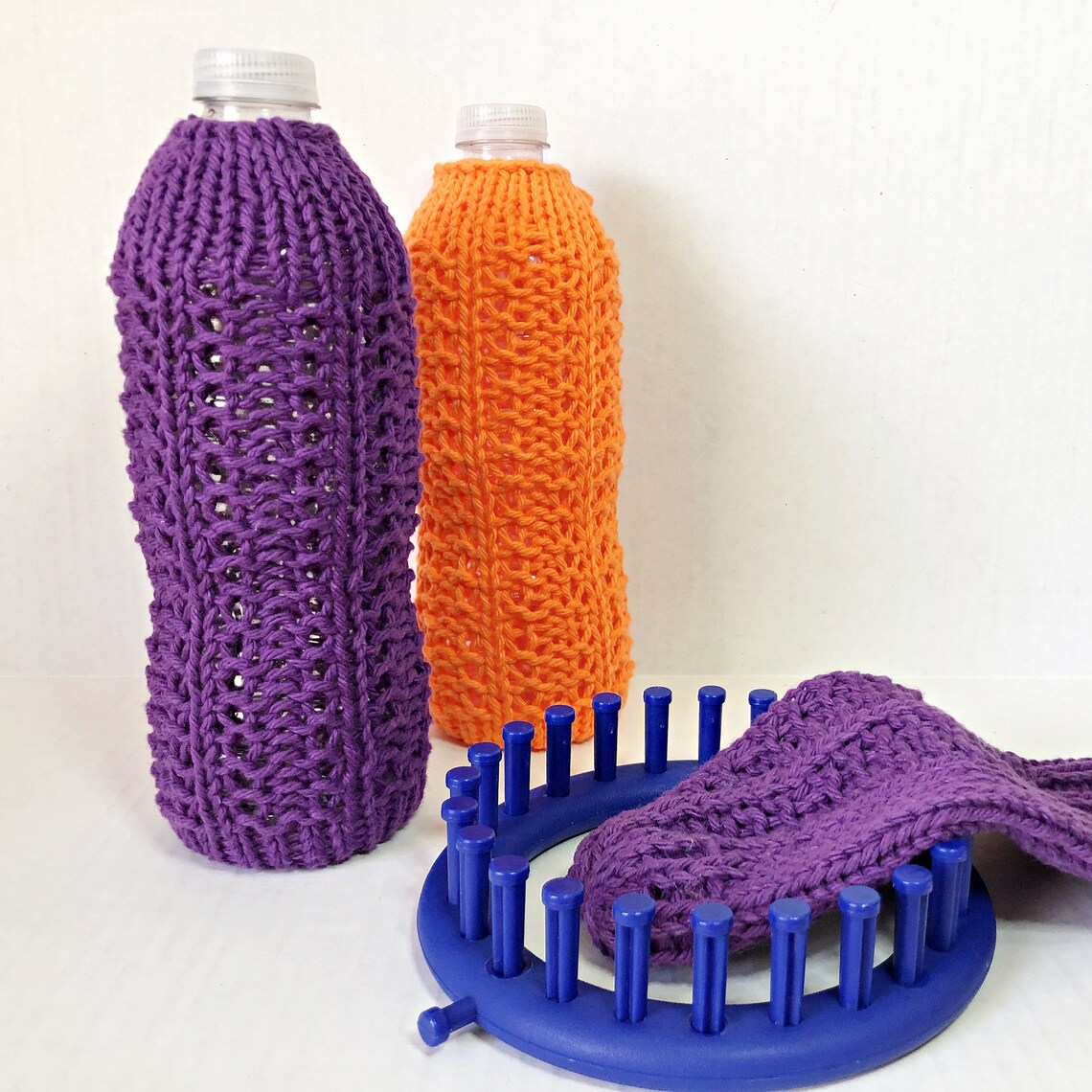 Loom Knitting Patterns Water Bottle Cover Holder Bag Sack | Etsy