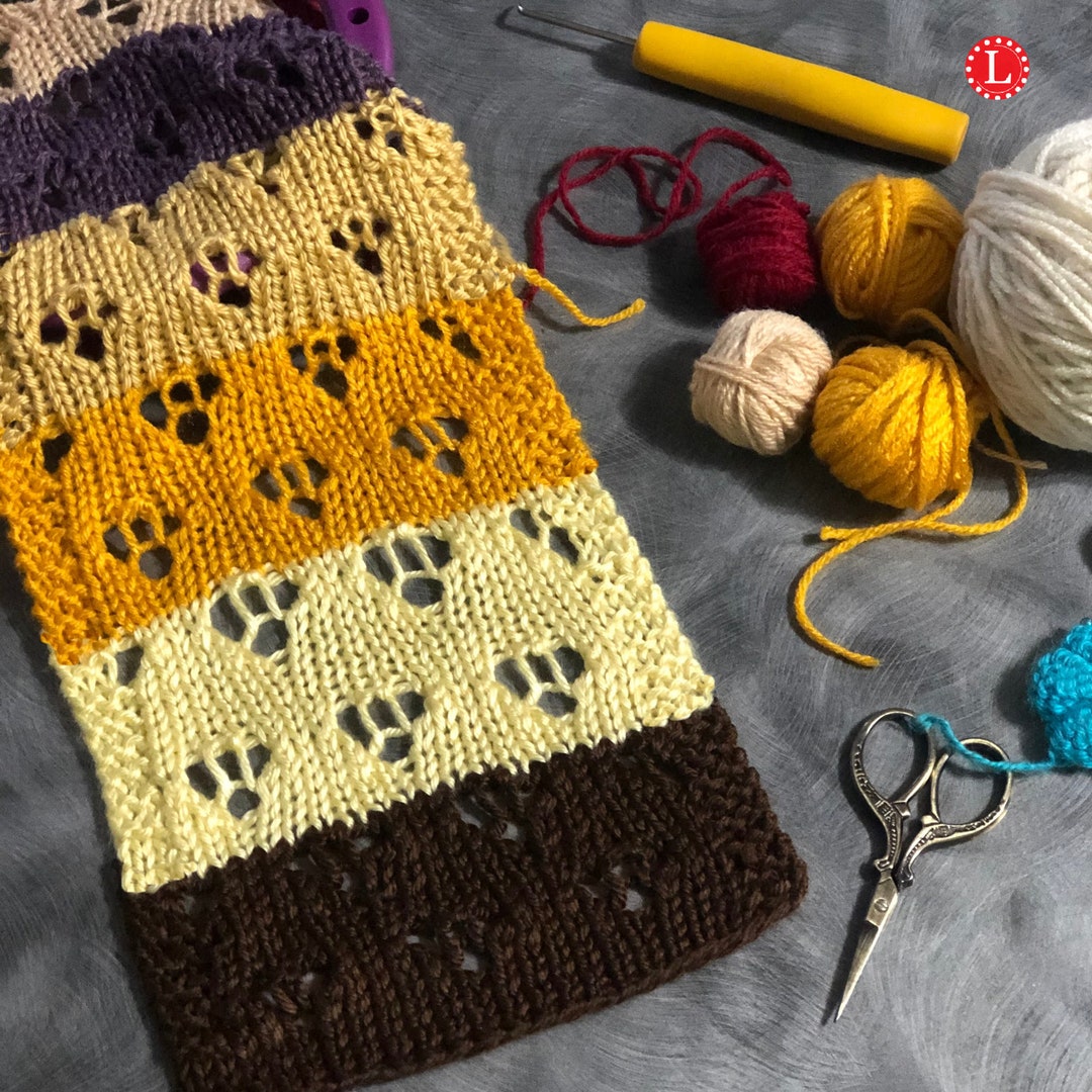 Loom Knitting STITCH PATTERNS : the Paw Print Stitch Pattern Flat and ...