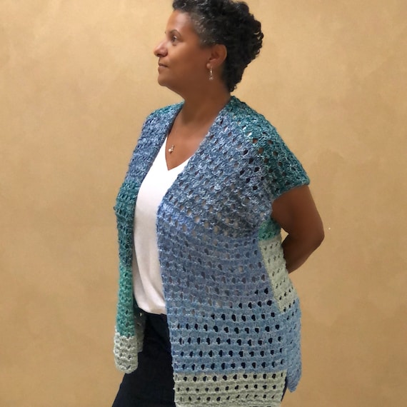 Loom Knitting Pattern Sweater Cardigan Vest W Lacy Stitch - Etsy