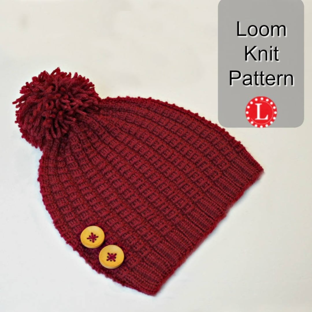 Loom Knitting Pattern Hat Beanie for Men or Women. Bamboo Stitch Hat ...